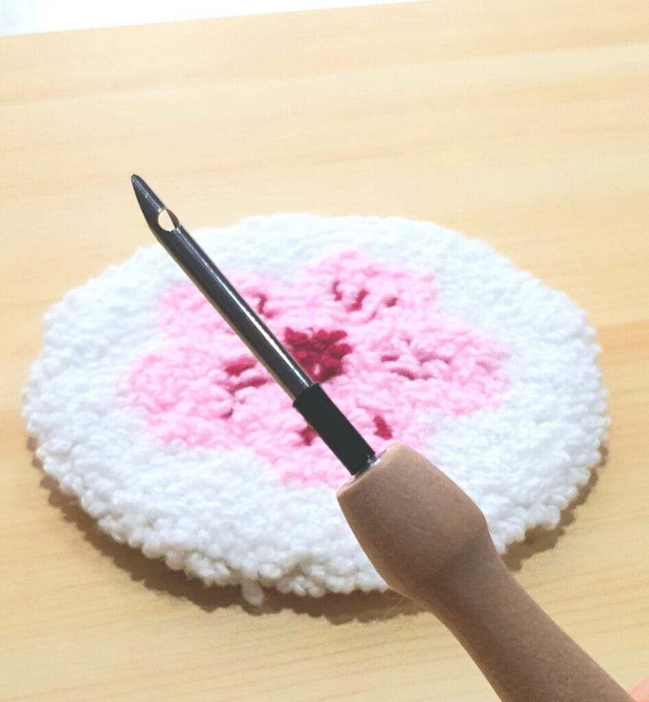 Cherry Blossom Flower Coaster Punch Needle Pattern - Atelier Delilah